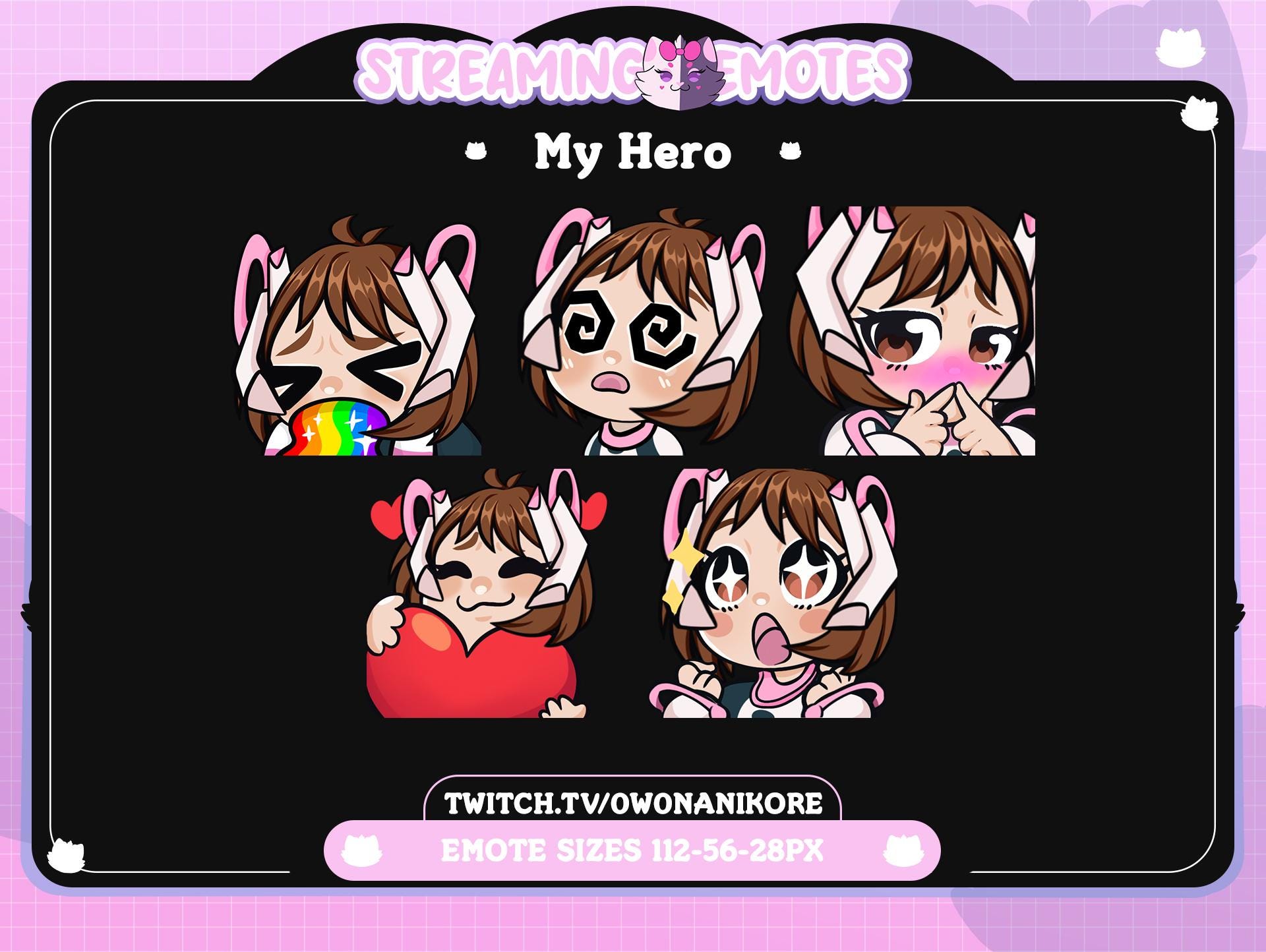 MHA Ochaco 5 Pack Twitch Emotes | Gamer | Kawaii | Twitch Emotes | Kick ...