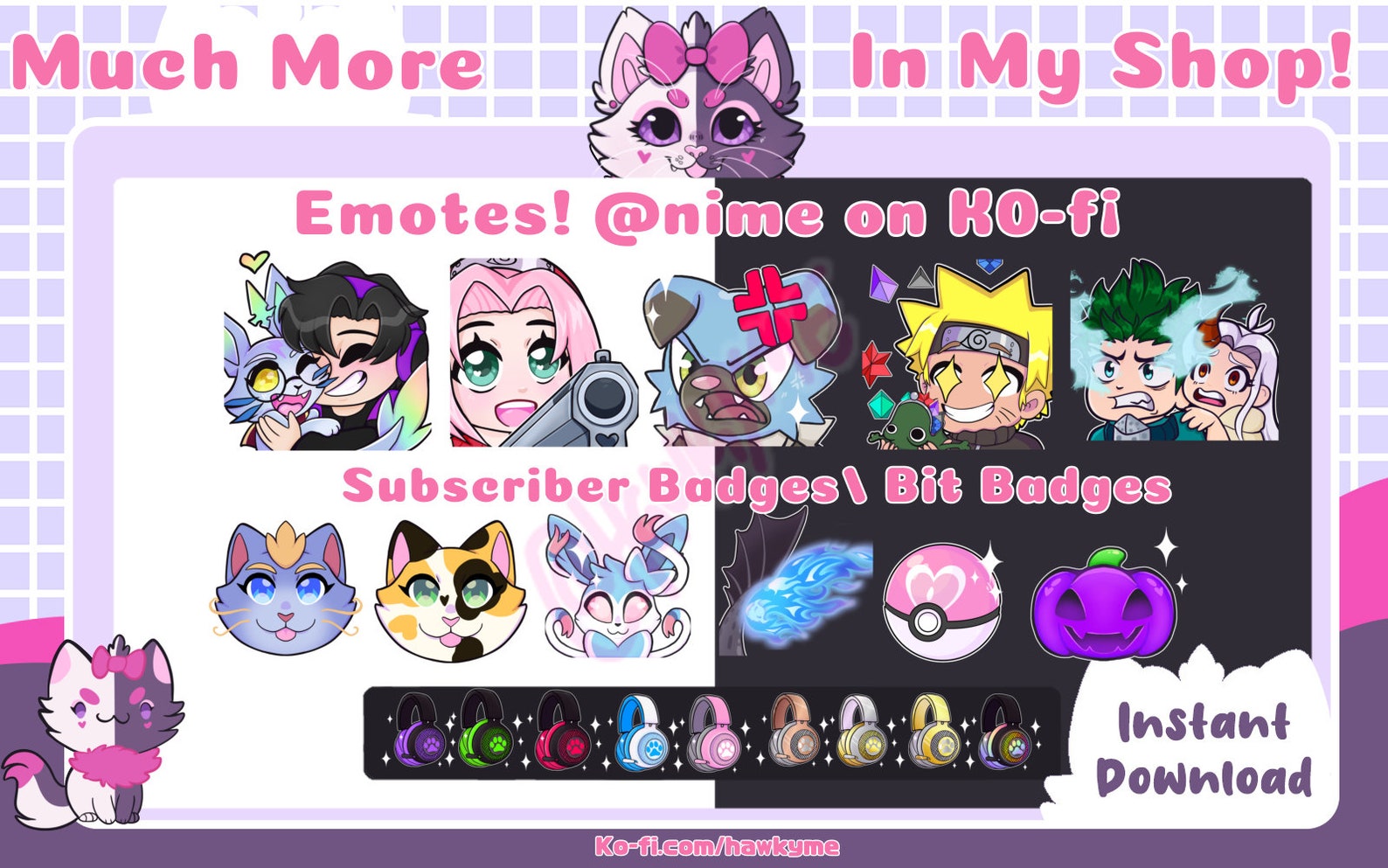 Anime/ Video Game Kitty Sub Badges for Twitch/youtube | Cute Cat ...