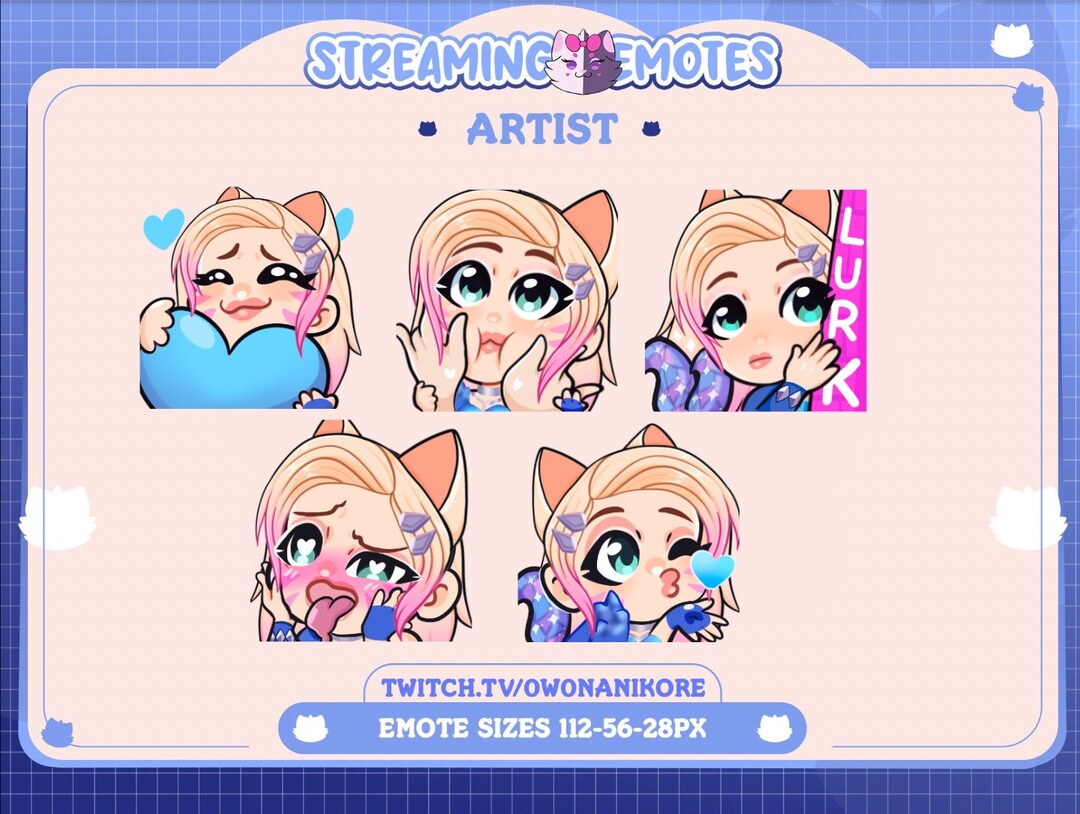 KDA All Out Ahri 5 Emotes Pack | Gamer | Kawaii | Twitch Emotes | Kick ...