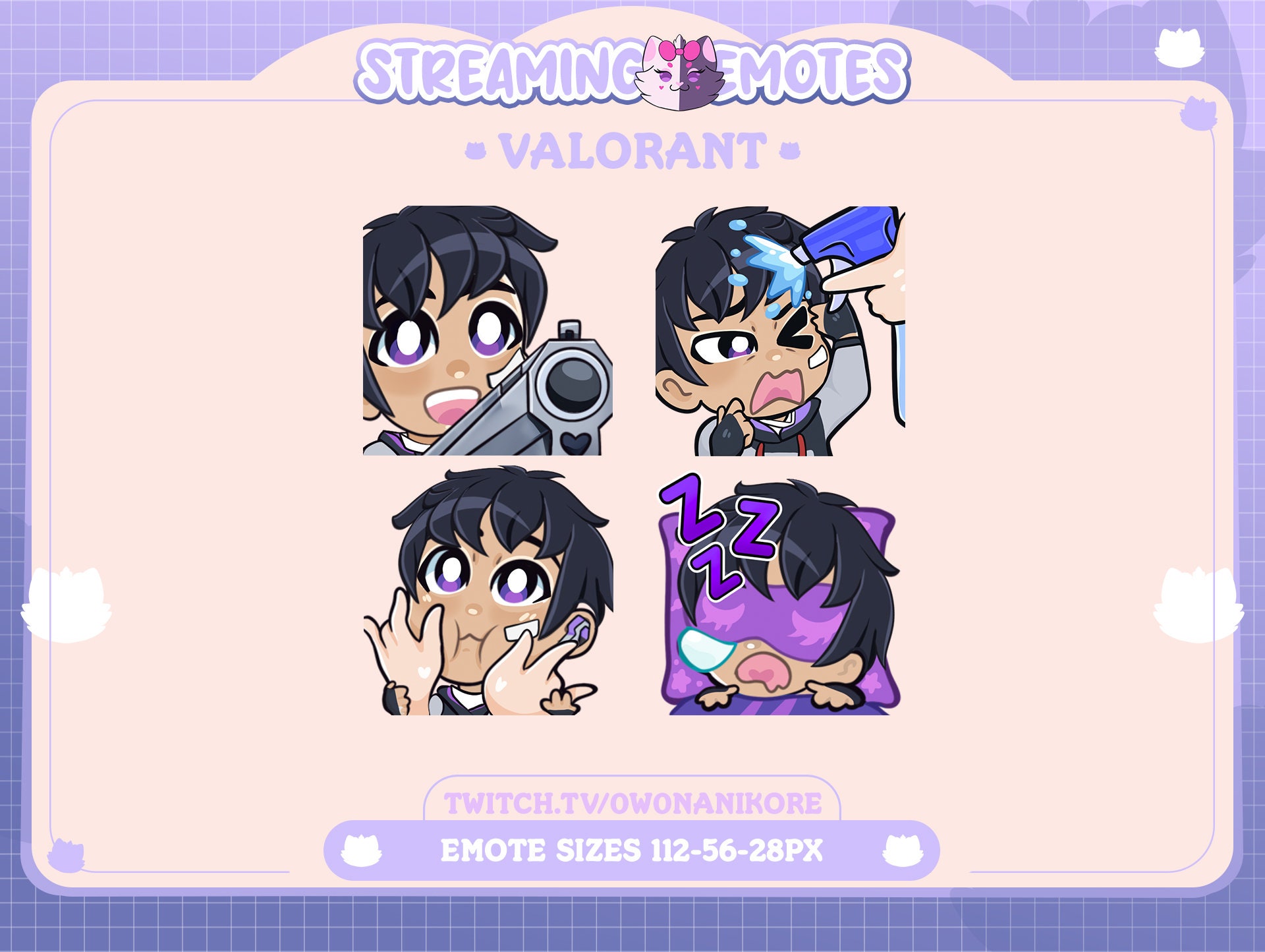 Valorant Agent ISO Emotes | Gamer | Kawaii | Twitch Emotes | Kick ...