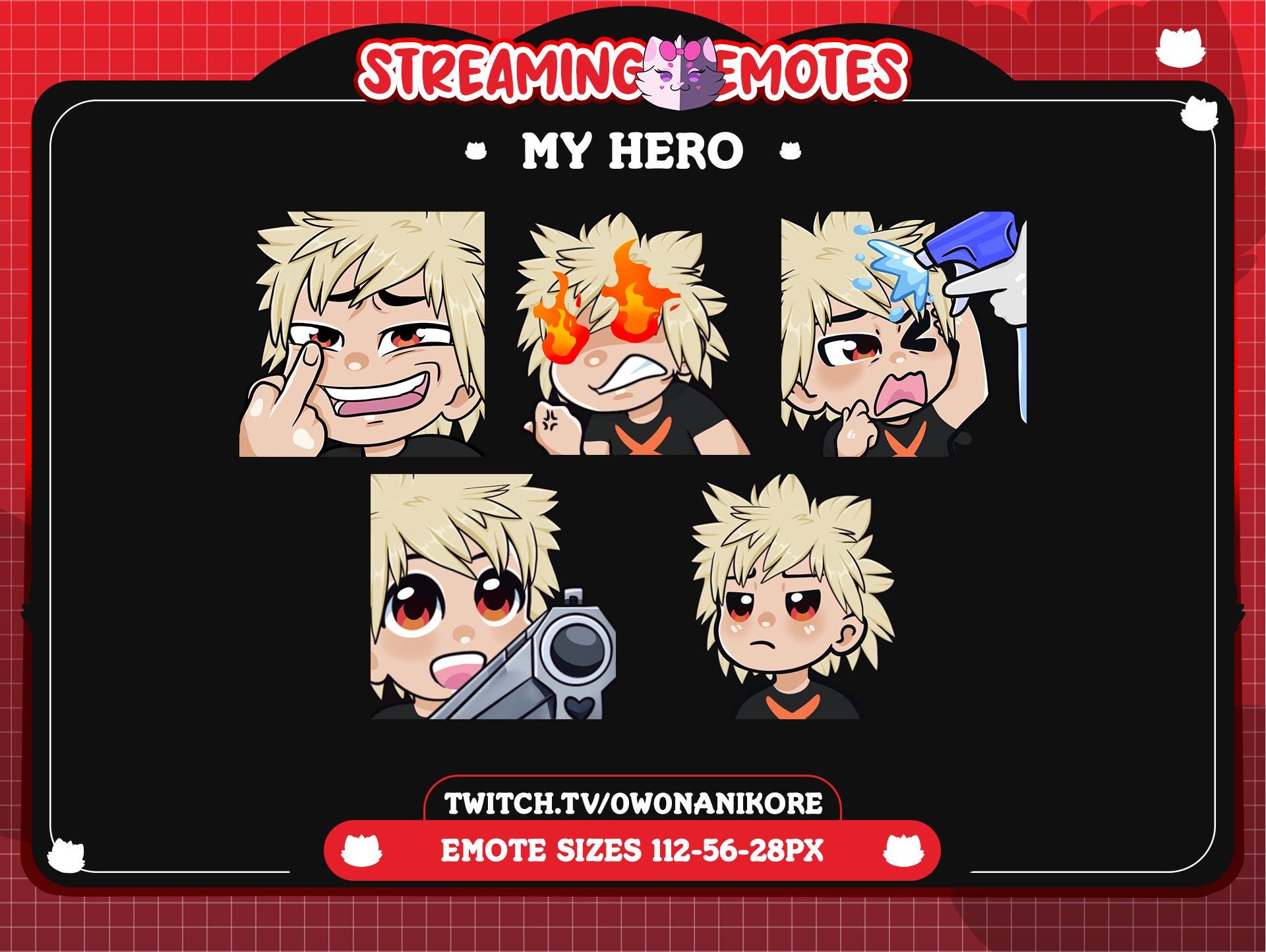 MHA Bakugo 5 Pack Twitch Emotes | Gamer | Kawaii | Twitch Emotes | Kick ...