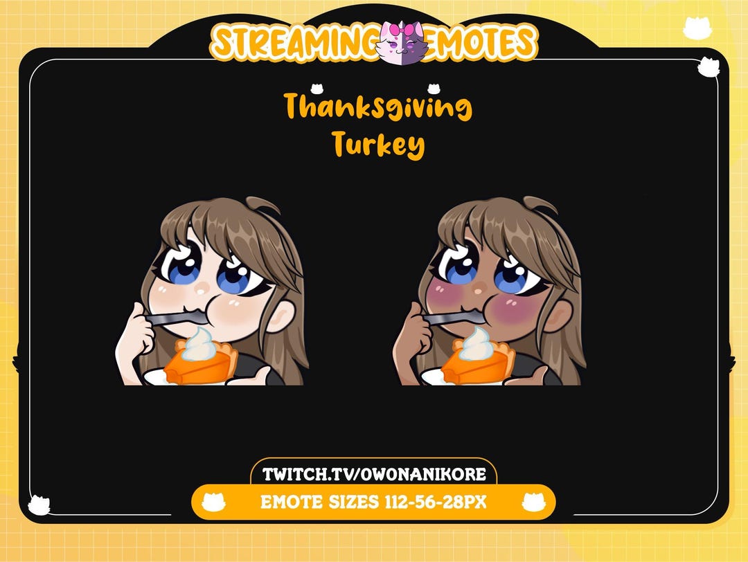 Eating Pumpkin Pie Brunette Girl Blue Eues Emote Pack | Gamer | Kawaii ...