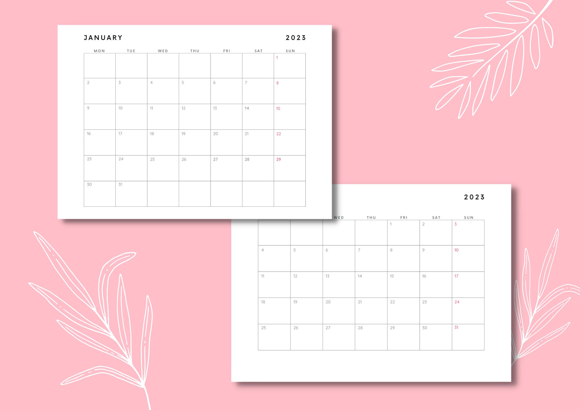 2023 Calendar Printable Minimalist - Etsy