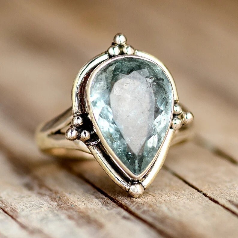 Gift for Women Sterling Silver Ring Pear Gemstone Ring - Etsy