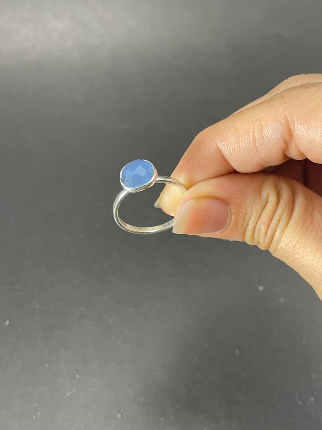 Cushion Faceted Stone Ring,handmade Dainty Ring,minimal Ring, Blue ...