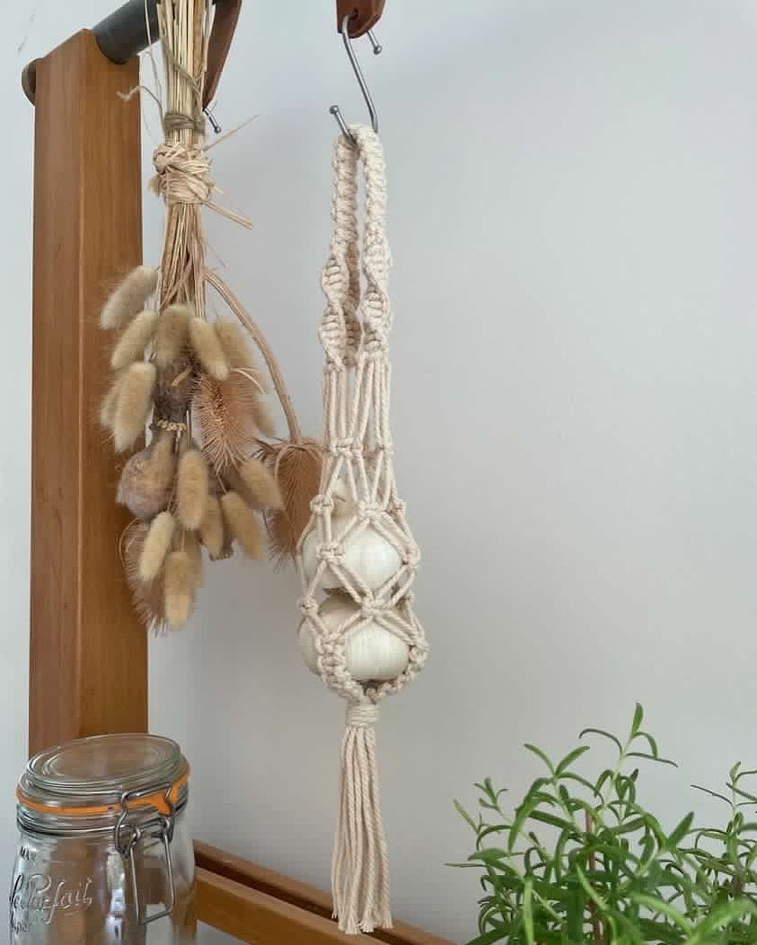 Macrame Garlic Holder | Natural Macramé Food Storage | Vegetable ...