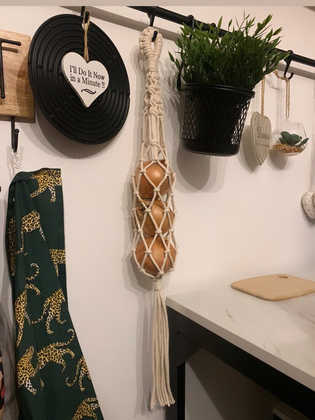 Natural Macramé Food Storage | Macrame Onion Holder | Vegetable Storage ...