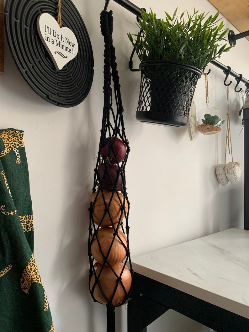Natural Macramé Food Storage | Macrame Onion Holder | Vegetable Storage ...