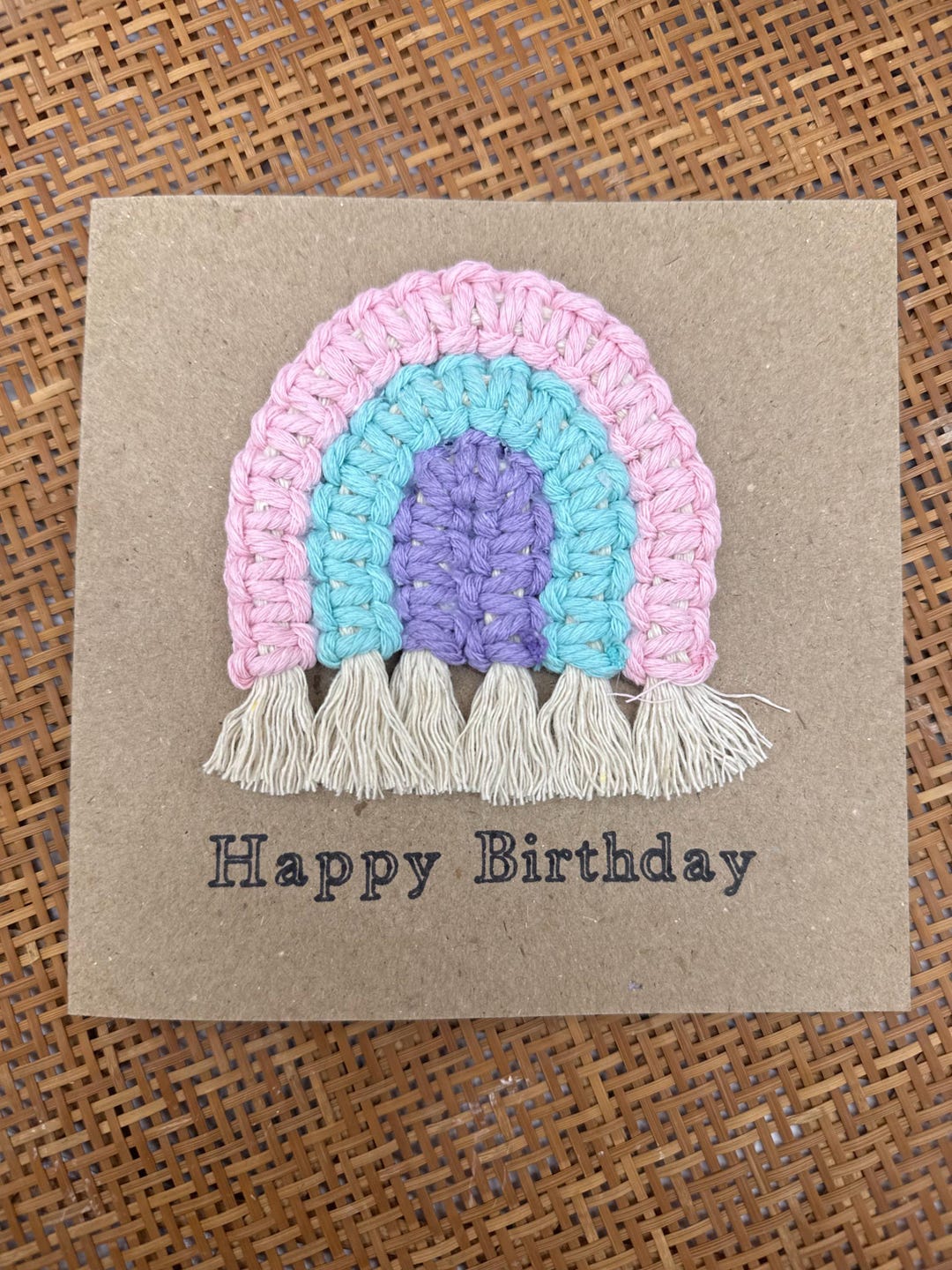 Handmade Macrame Happy Birthday Card - Etsy