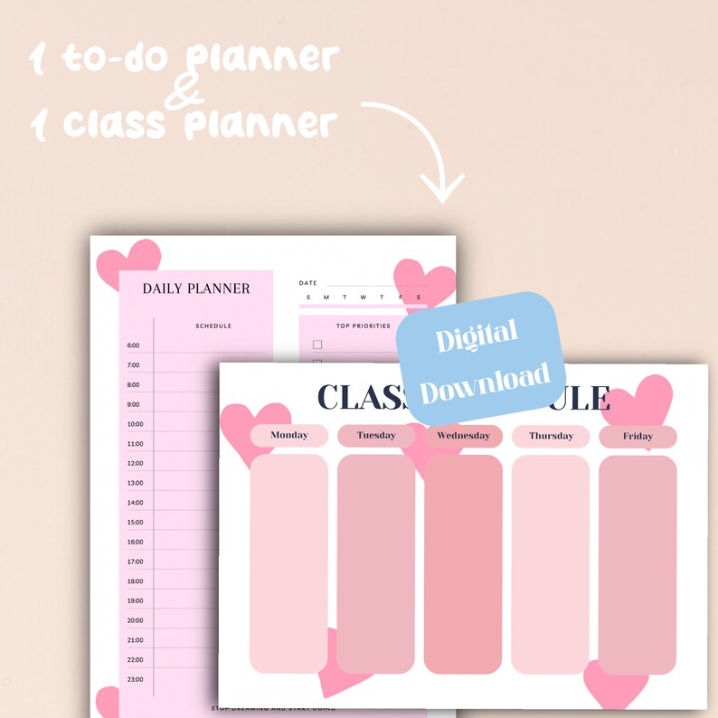 Pink To-do Planner & Class Planner - Etsy