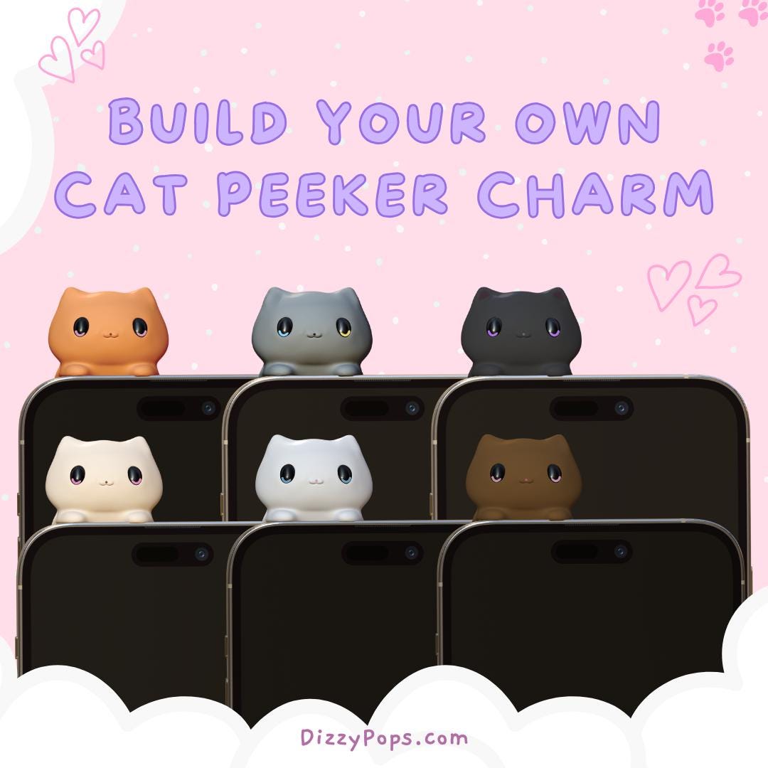 Cat Peeker Charm Phone Charm - Build Your Own - Kawaii Phone Charm ...