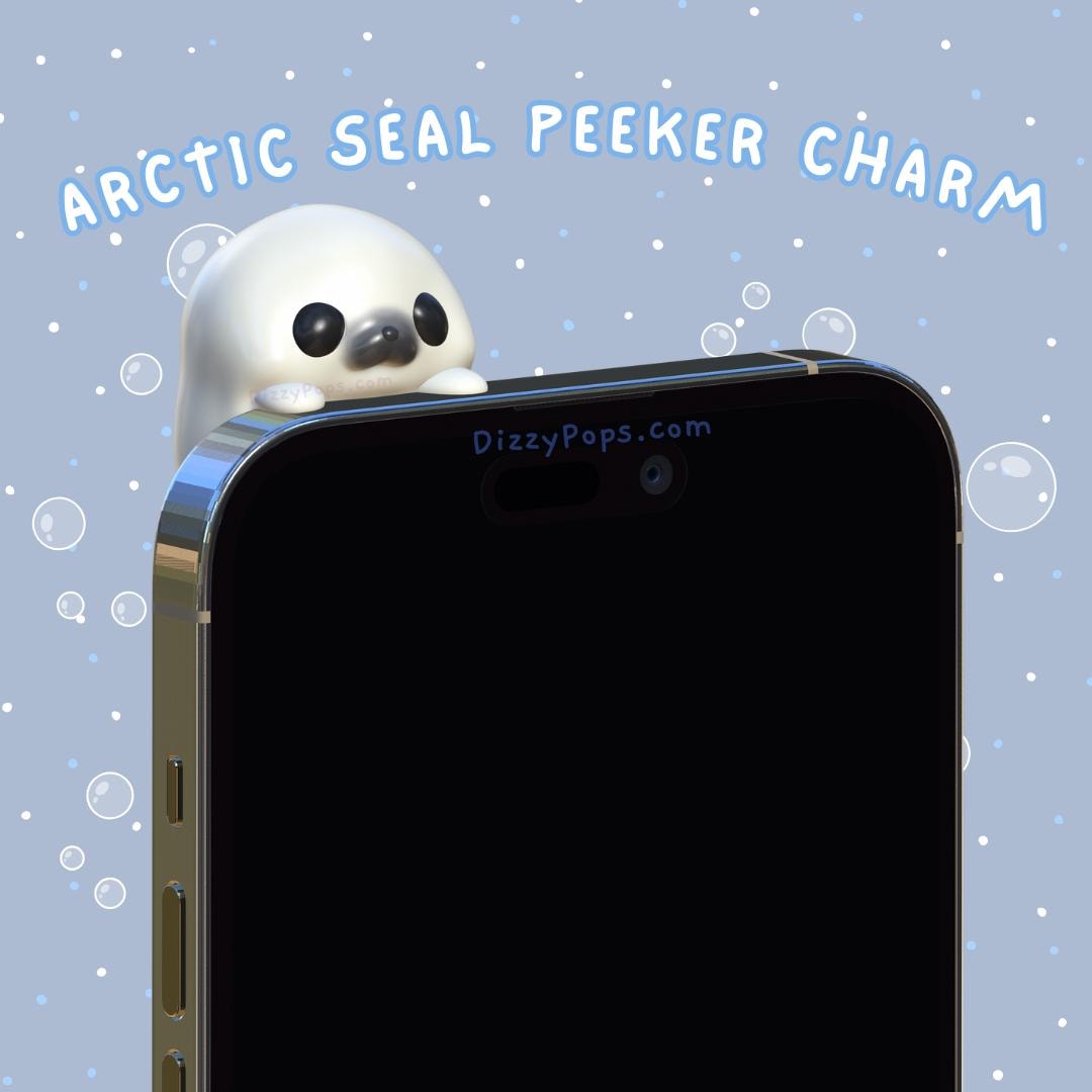 Arctic Harp Seal Peeker Charm - Phone Hipper Charm - Kawaii Cute Phone ...