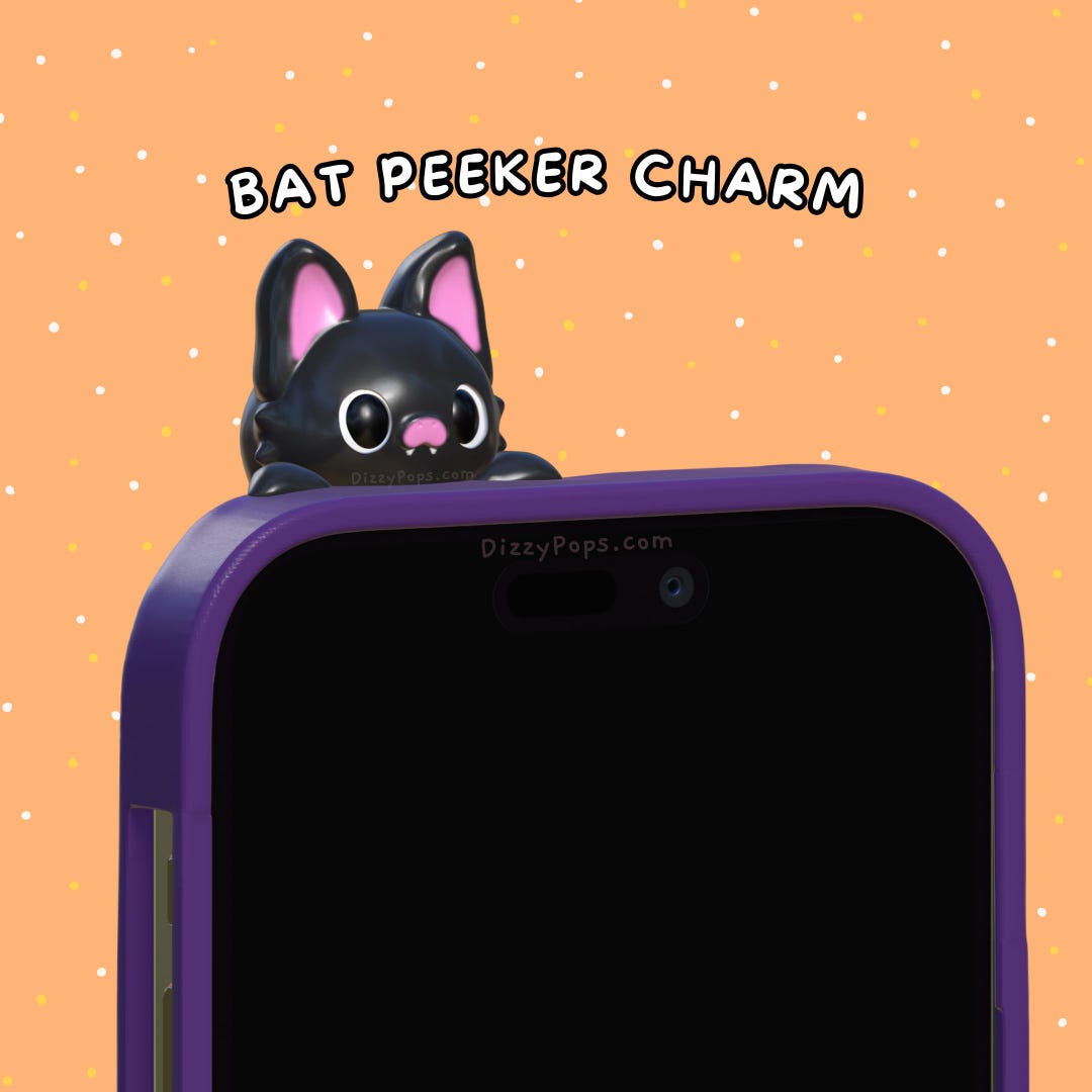 Bat Peeker Charm Phone Accessory - Hippers Kawaii Iphone/android Phone ...