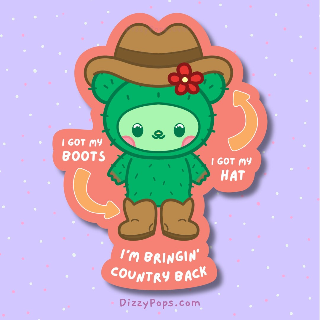 Sahara Cactus Bear Sticker - Kawaii Cute Phone Sticker Vinyl Sticker ...