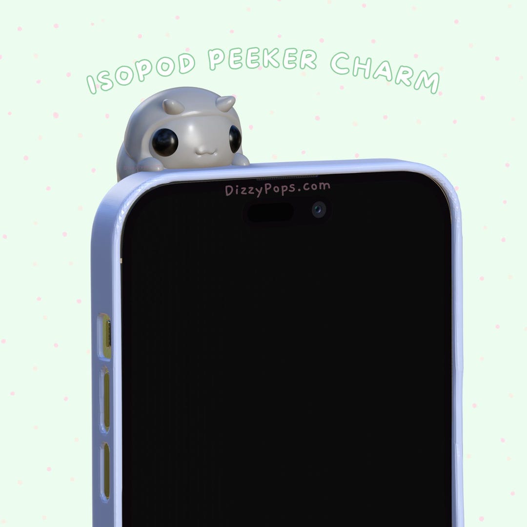Isopod Peeker Charm Phone Accessory - Hippers Kawaii Pillbug Isopod Bug Art Iphone/android Phone ...