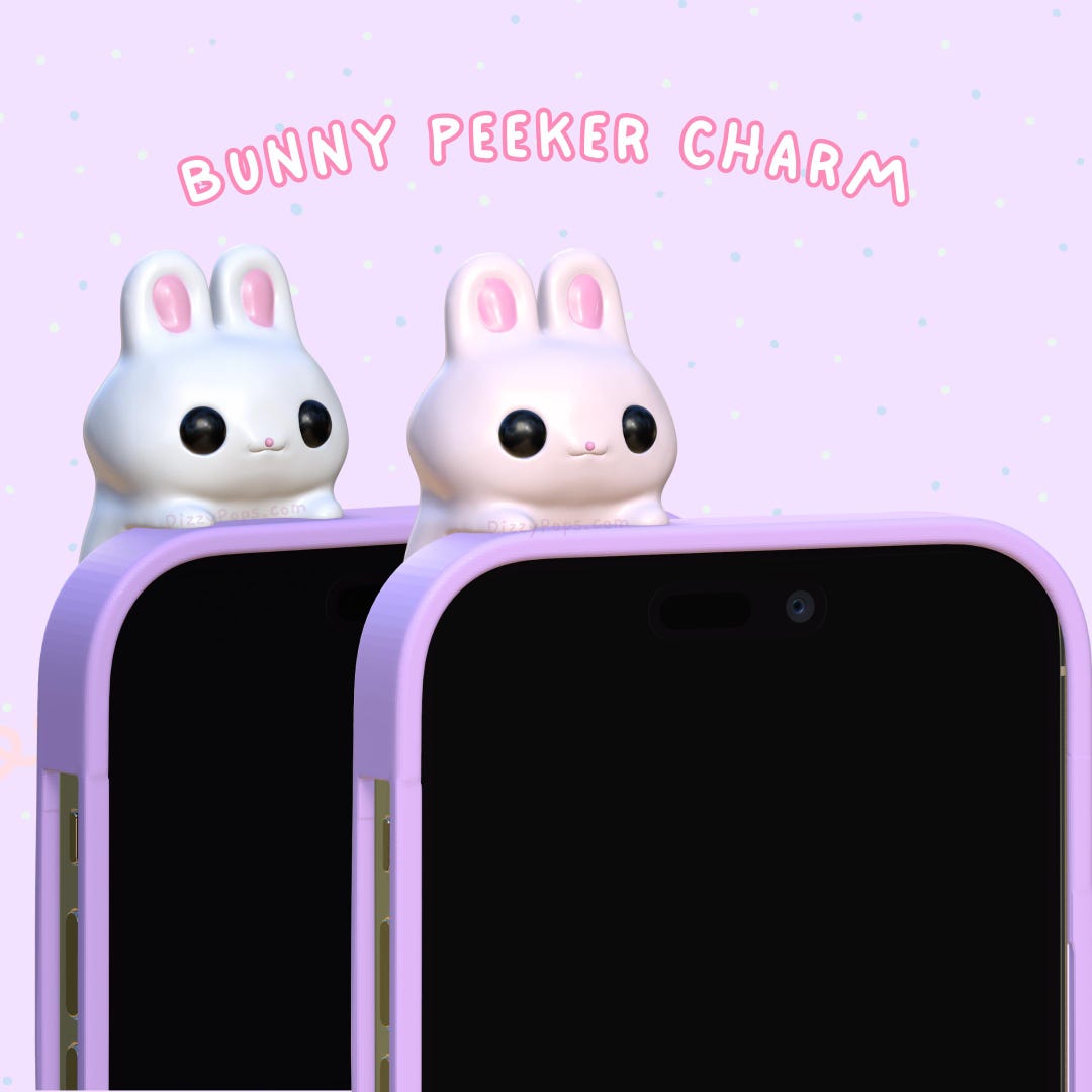 Bunny Peeker Charm - Hipper Phone Charm - Kawaii Cute Phone Charm Strap ...