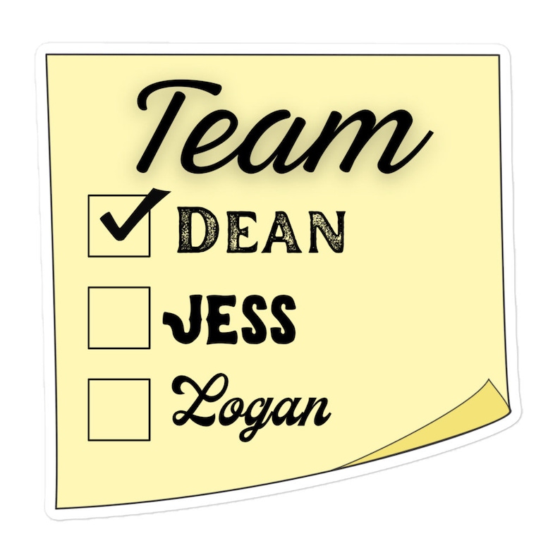 Team Dean Sticker Gilmore Girls Sticker Rorys Boyfriends Team Dean Team ...