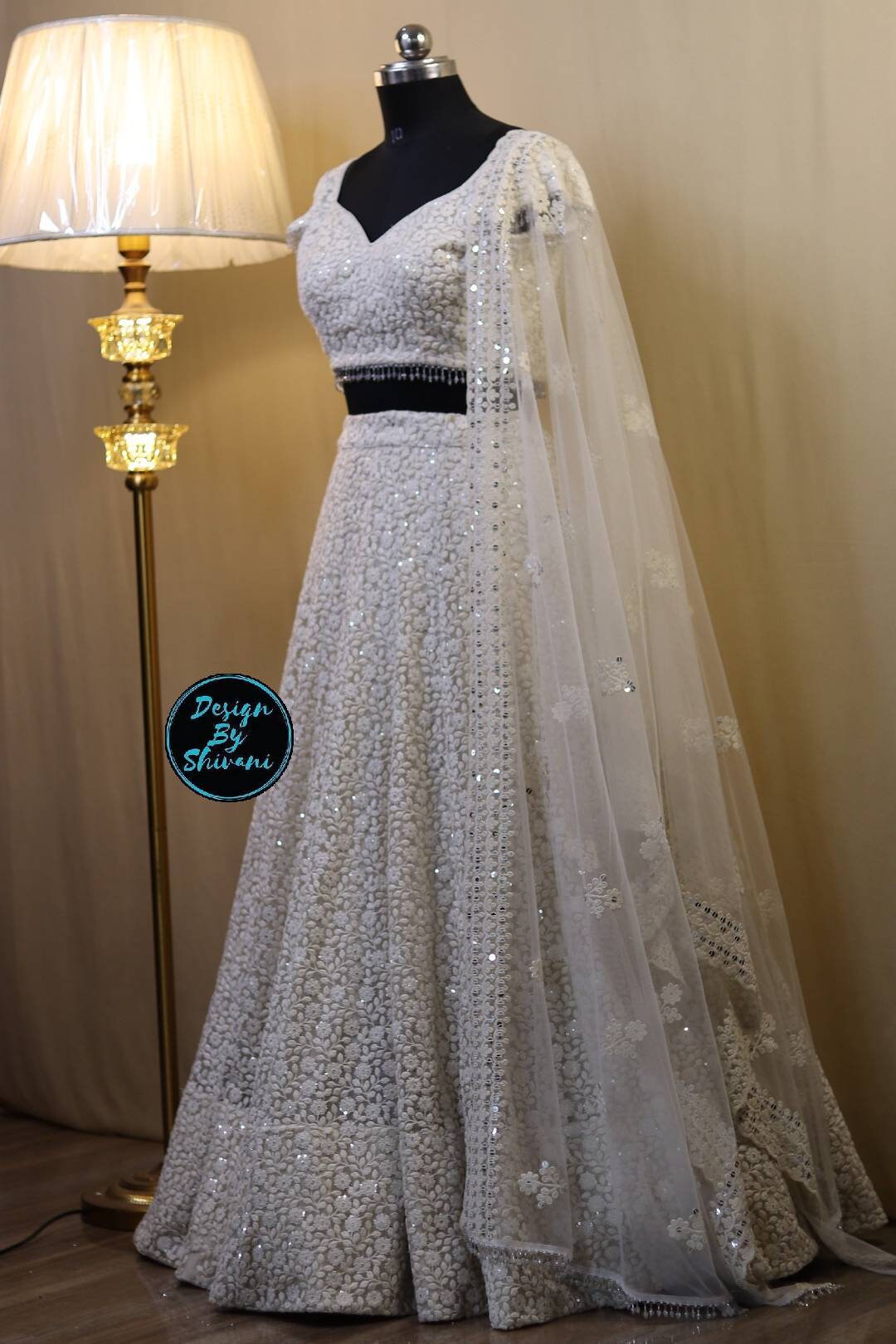 Ivory Embroidered Wedding Lehenga Bridal Lengha Choli Indian - Etsy
