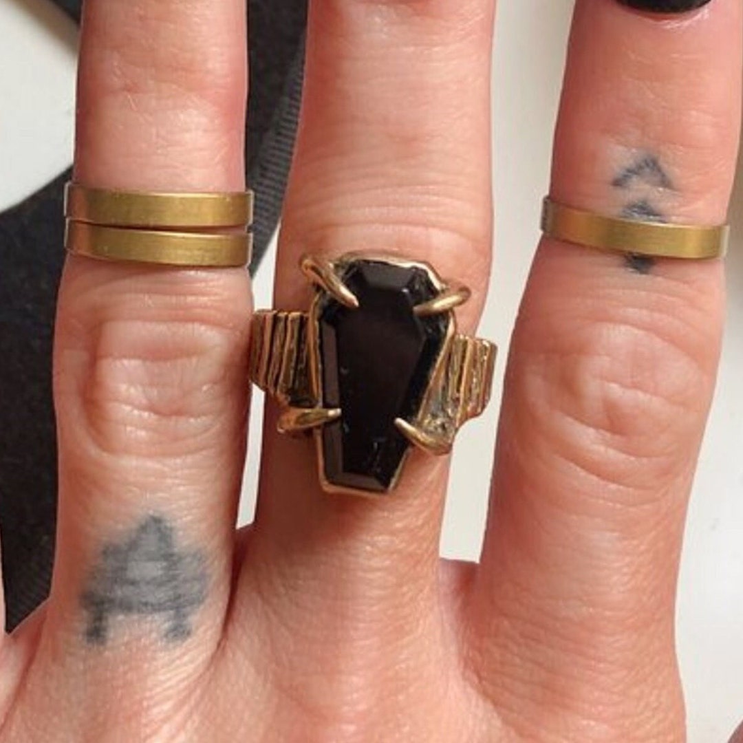 Black Onyx Coffin Ring, Claw Coffin Ring, Coffin Ring, Unique Holiday ...