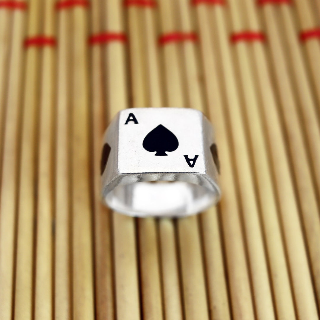 Ace of Spades Ring, Poker Ring, Spades Ring, Heart Ace Ring, Cards ...