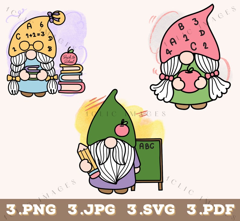 School Gnomes, Cute School Clipart Images, Back to School PNG - Etsy