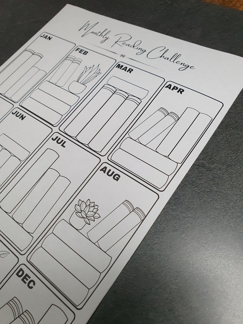 Monthly Bookshelf Reading Log, Printable Book Tracker, Digital Reading ...