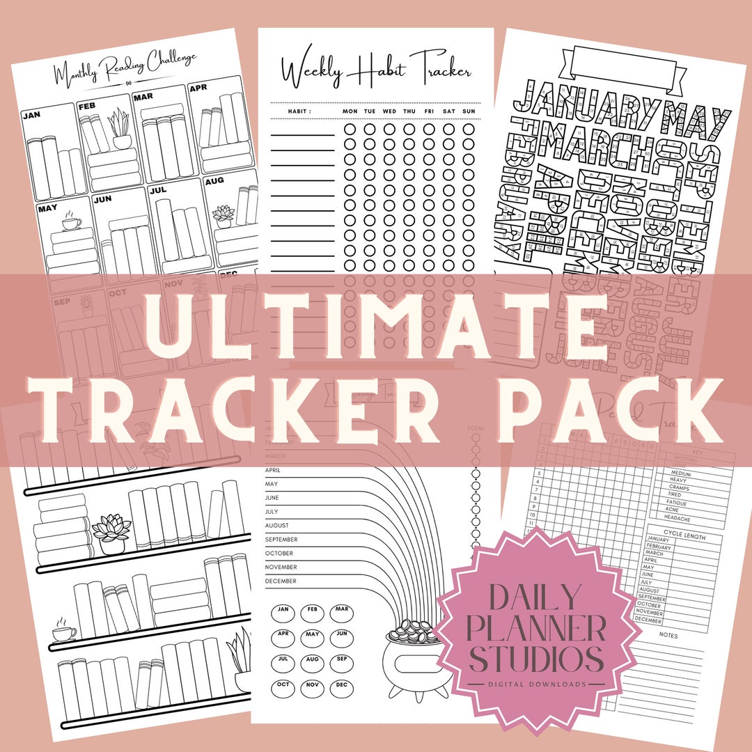 Ultimate Tracker Pack With Reading Bookshelf Tracker for Bullet Journal ...