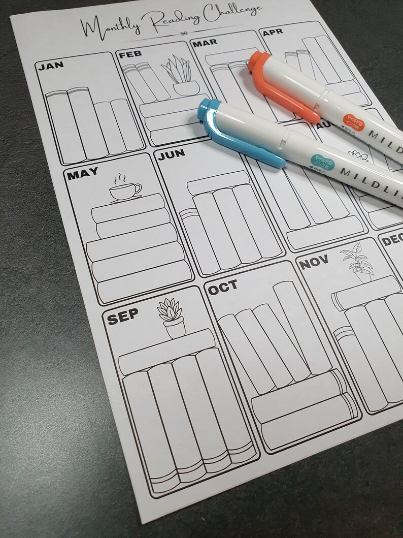 Monthly Bookshelf Reading Log, Printable Book Tracker, Digital Reading ...