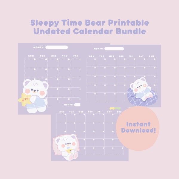 Printable Calendar - Etsy