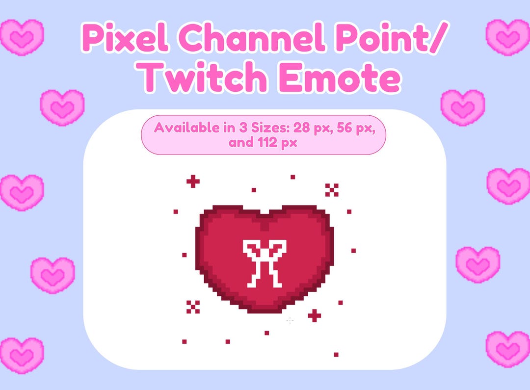 Pixel Red Heart Channel Point, Pixel Heart Twitch Emote, Pixel Channel Points, Pixel Kawaii ...