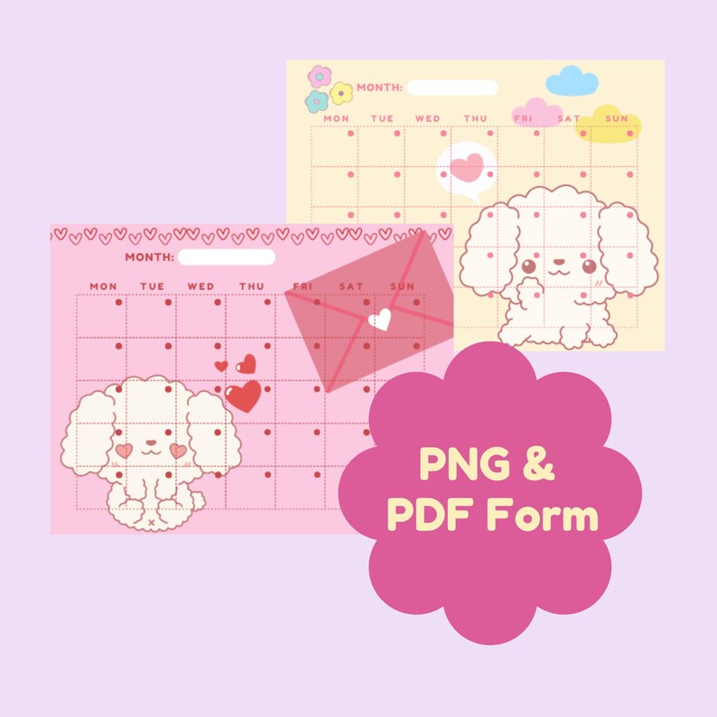 Cute Printable Undated Calendar | Cute Undated Planner | Kawaii ...
