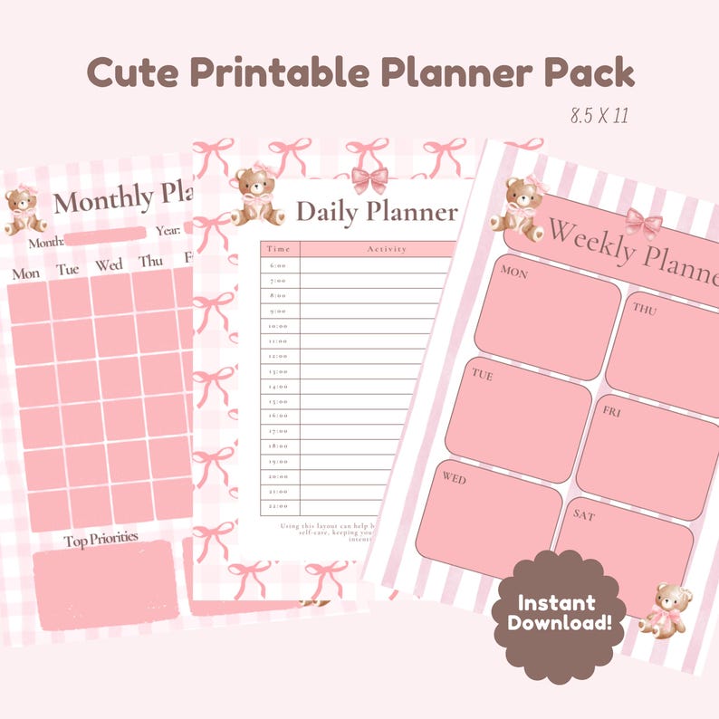 Cute Printable Planner, Cute Weekly Planner, to Do List, Printable ...