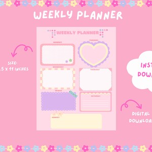 Cute Printable Planners | Cute Weekly Printable Planner | Weekly Tasks ...