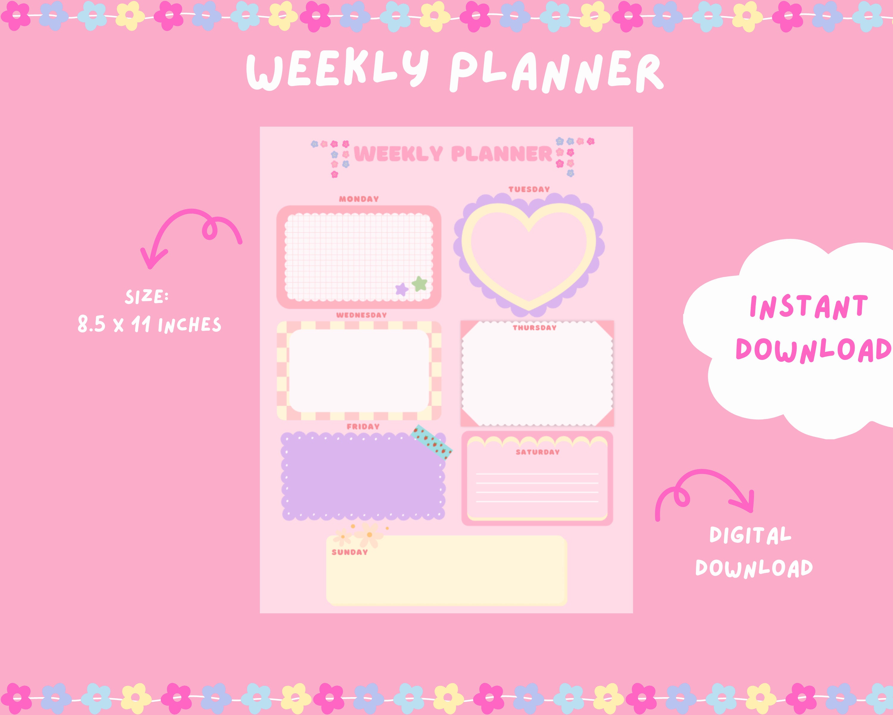 Cute Printable Planners Cute Weekly Printable Planner Weekly Tasks ...