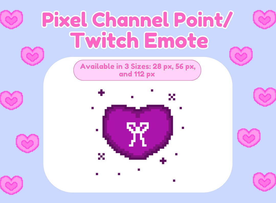 Pixel Purple Heart Channel Point, Pixel Heart Twitch Emote, Pixel ...