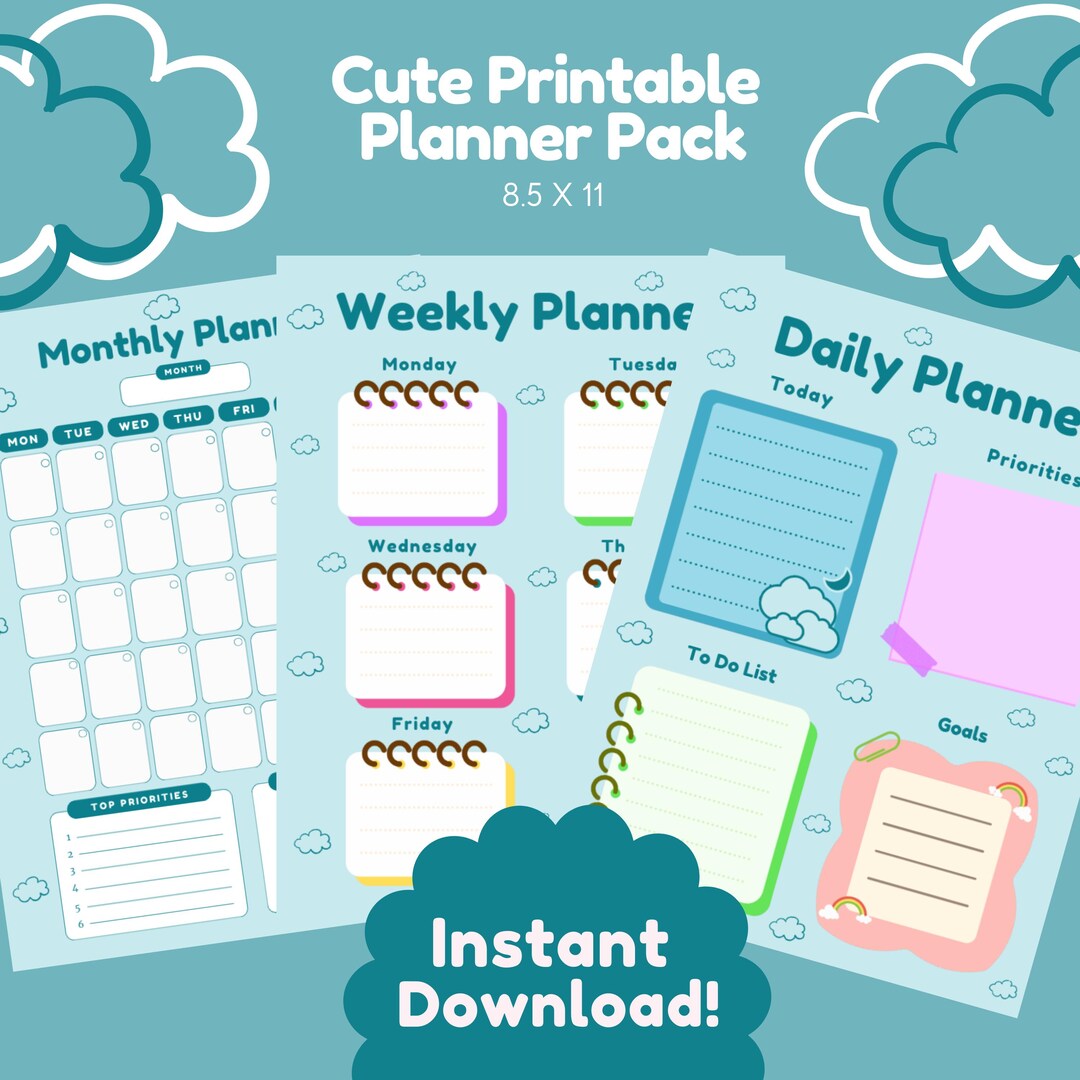 Cute Printable Planners | Cute Daily Weekly Monthly Printable Planners ...