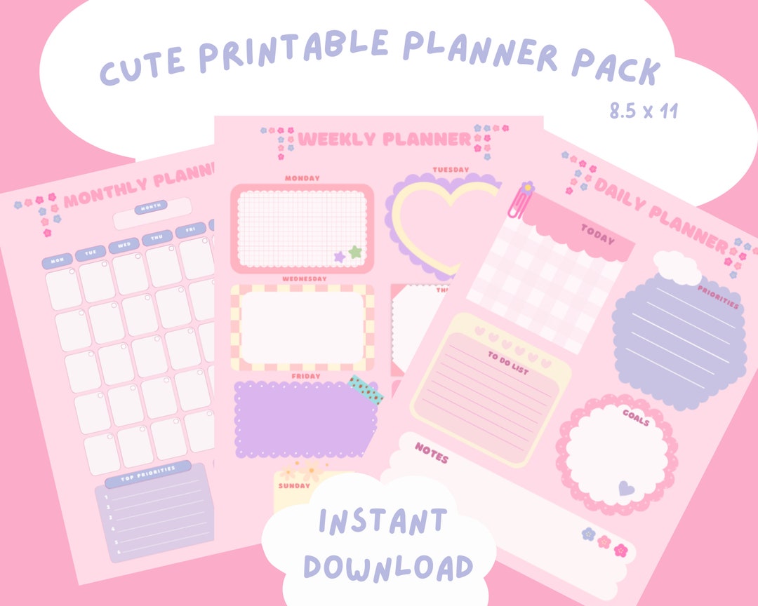 Cute Printable Planners | Cute Daily Weekly Monthly Printable Planners ...