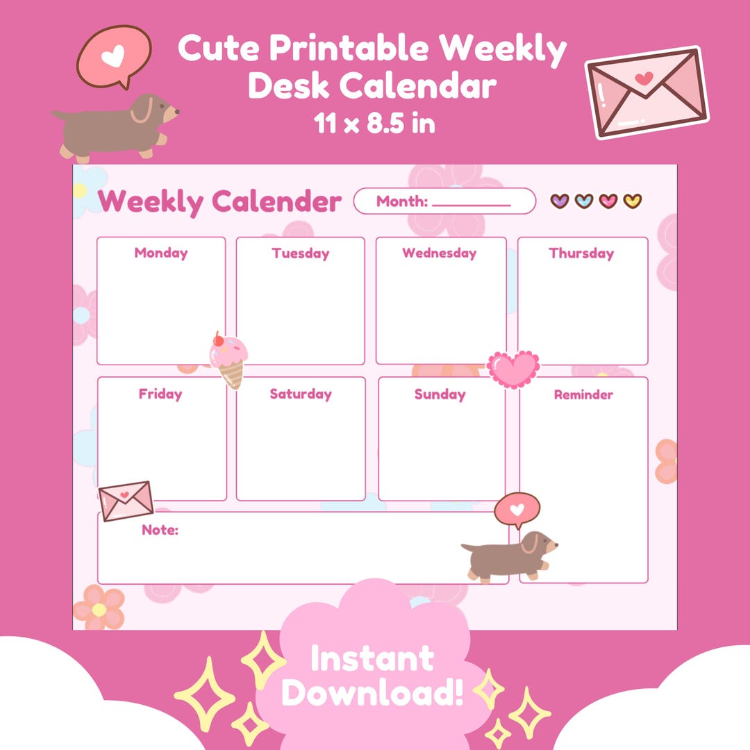 Cute Printable Calendar, Cute Desk Calendar, Printables Desk Calendar ...