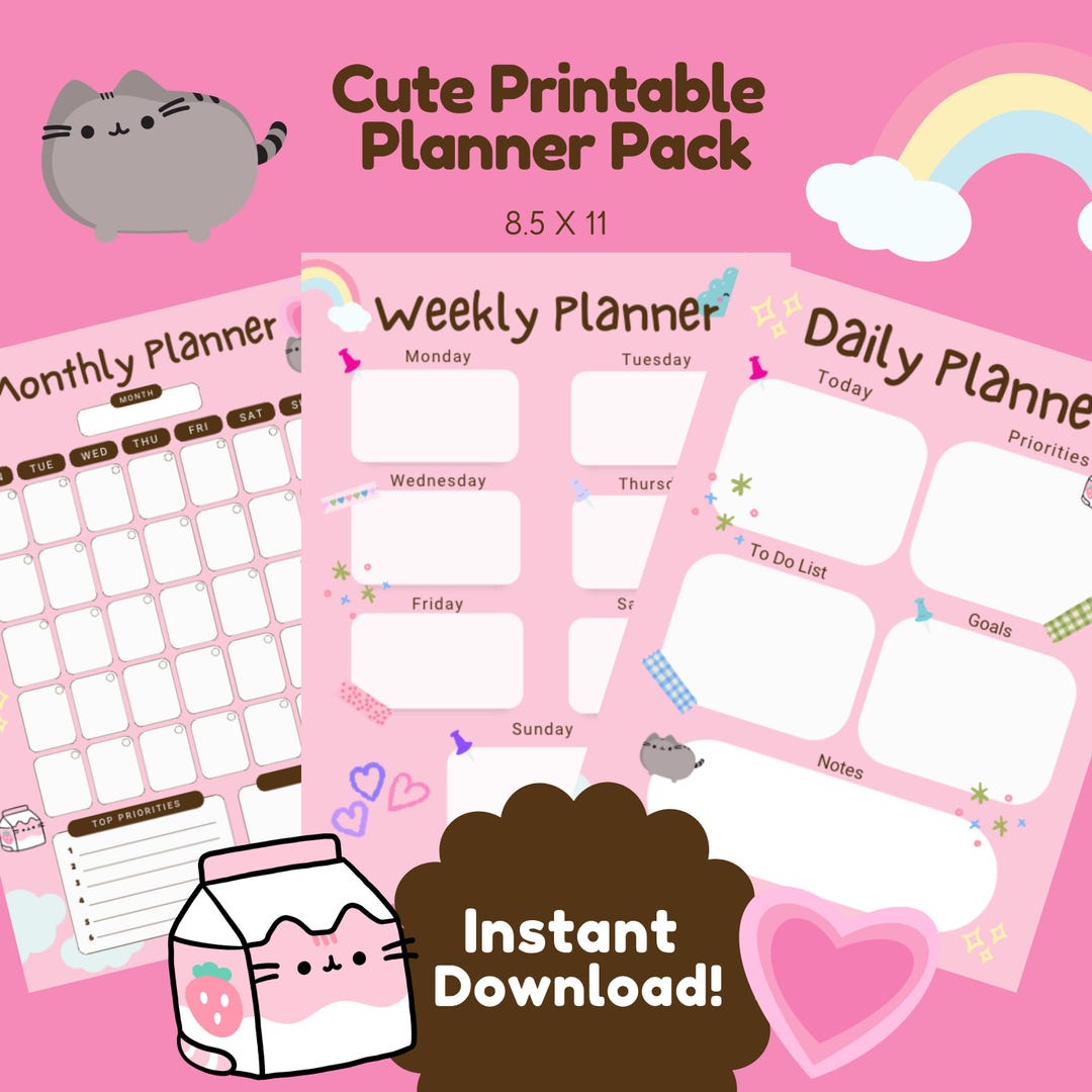 Cute Printable Planners | Cute Daily Weekly Monthly Printable Planners ...