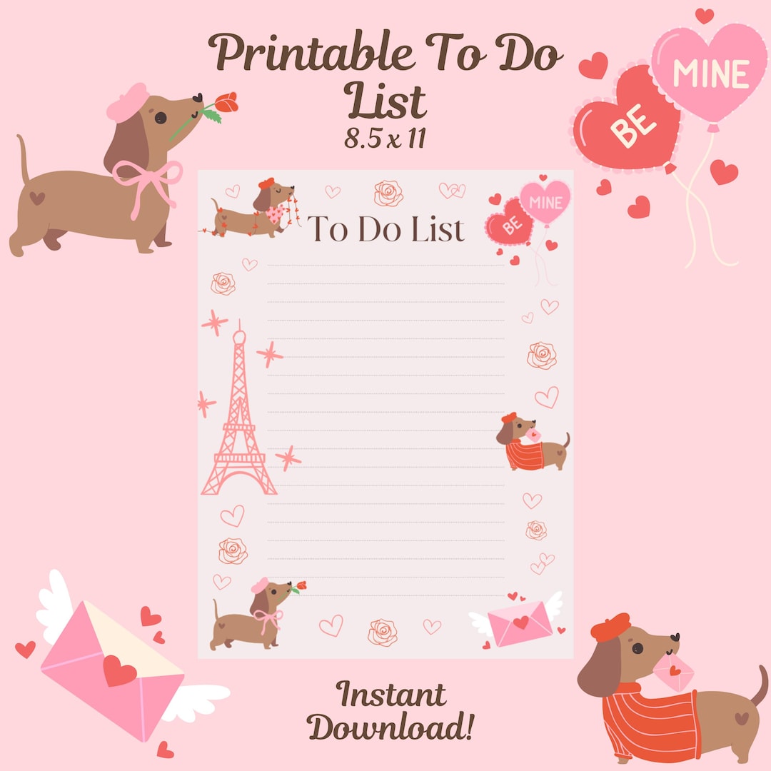 Cute Printable to Do List, to Do Lists Sheets, to Do List Menu ...