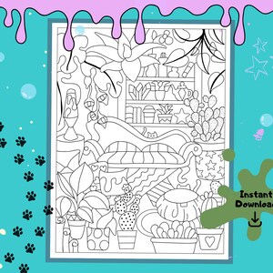 Printable Cat Home Coloring Pages Bundle | Cozy and Whimsical Interior ...