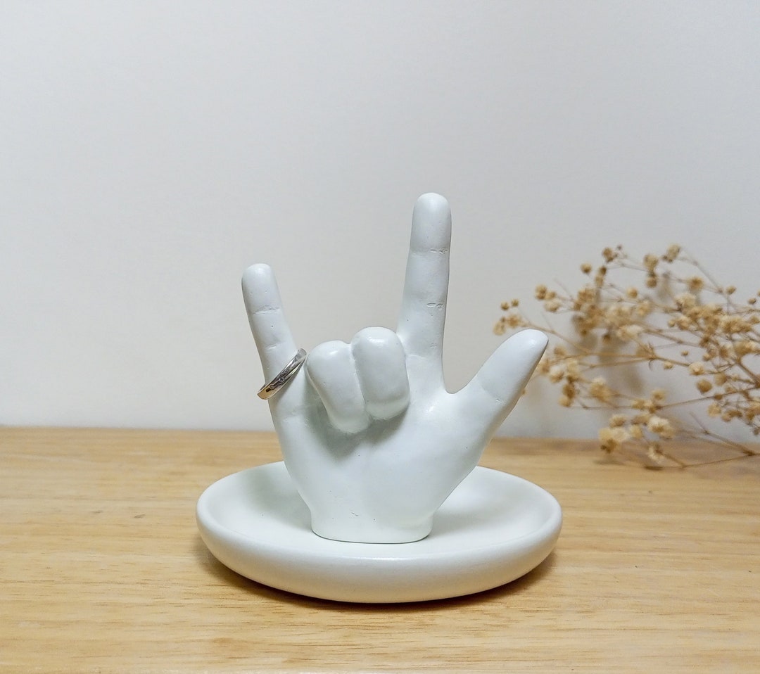 I Love You Ring Holder- Finger Ring Stand- Wedding Ring Holder Dish ...