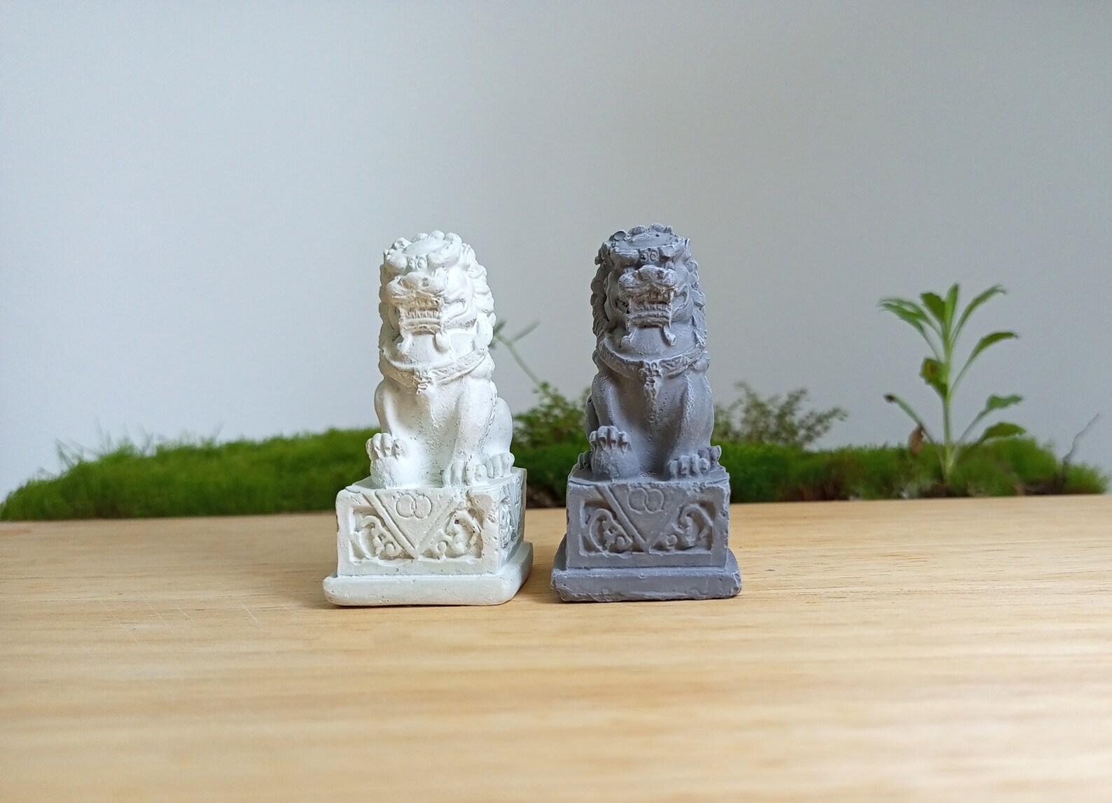 2 Miniature Concrete Foo Dog Statue Stone Fu Dog Statue Pair - Etsy