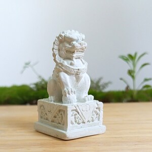 2 Miniature Concrete Foo Dog Statue - Stone Fu Dog Statue - Pair of Foo ...