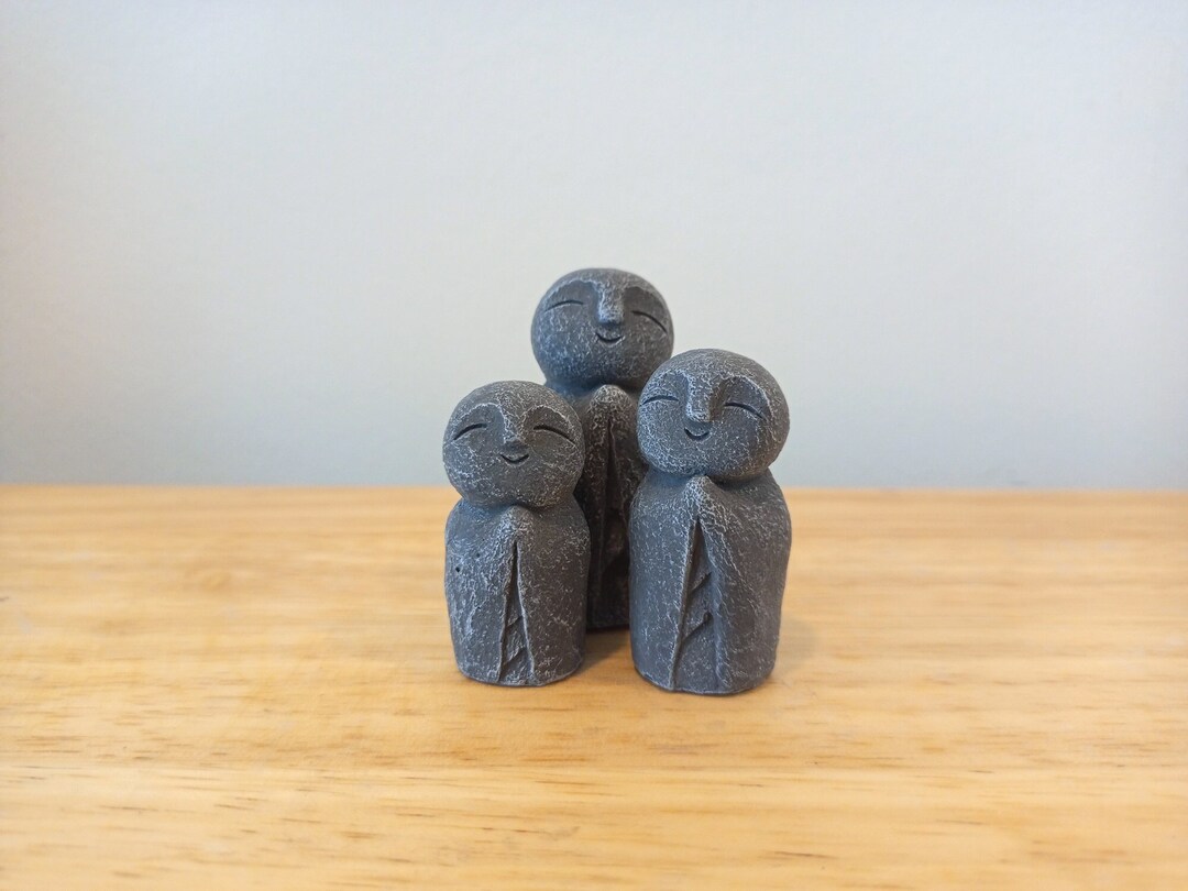 Miniature Stone Jizo Statue: Three Laughing Monks, Zen Garden Decor - Etsy