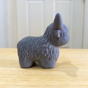 Handmade Concrete Highland Cow Statue: Miniature Garden Ornament - Etsy