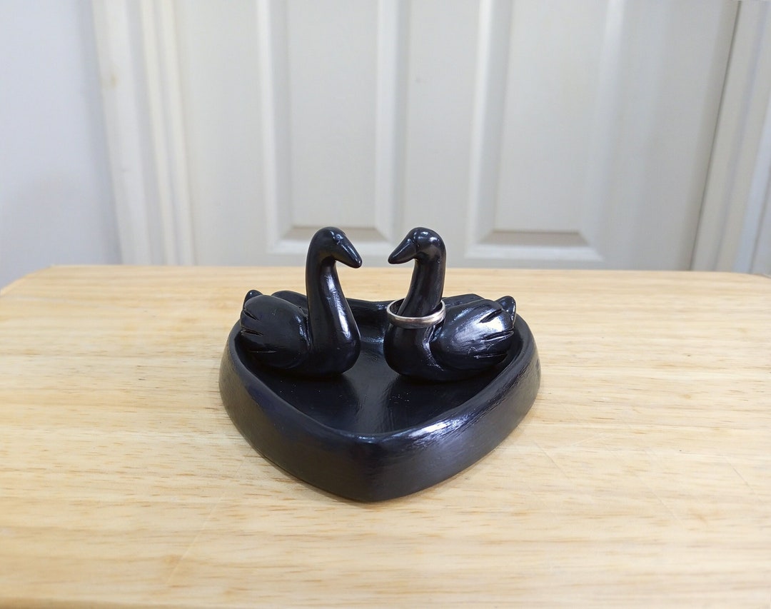 Black Swans Ring Holder, Concrete Animal Ring Holder, Duck Jewelry Bowl ...
