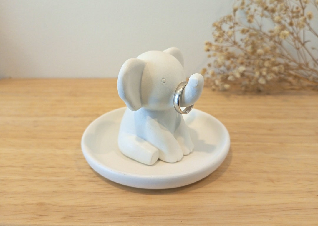White Elephant Ring Holder Elephant Earring Holder Animal Ring Holder ...
