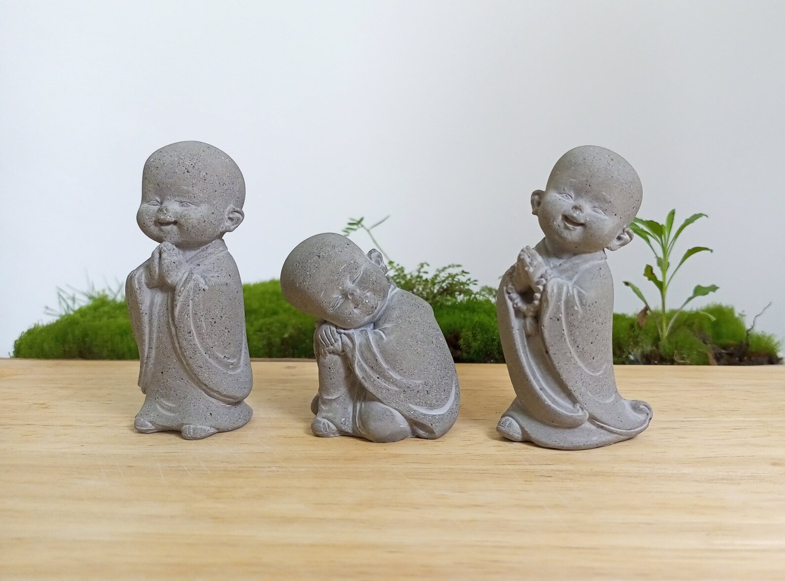 Cement Baby Buddha Statue: Smiling Monk Figurine, Zen Garden Decor - Etsy