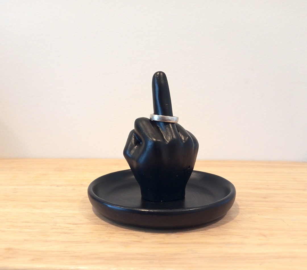 Black Middle Finger Ring Holder - Finger Ring Stand - Engagement ...